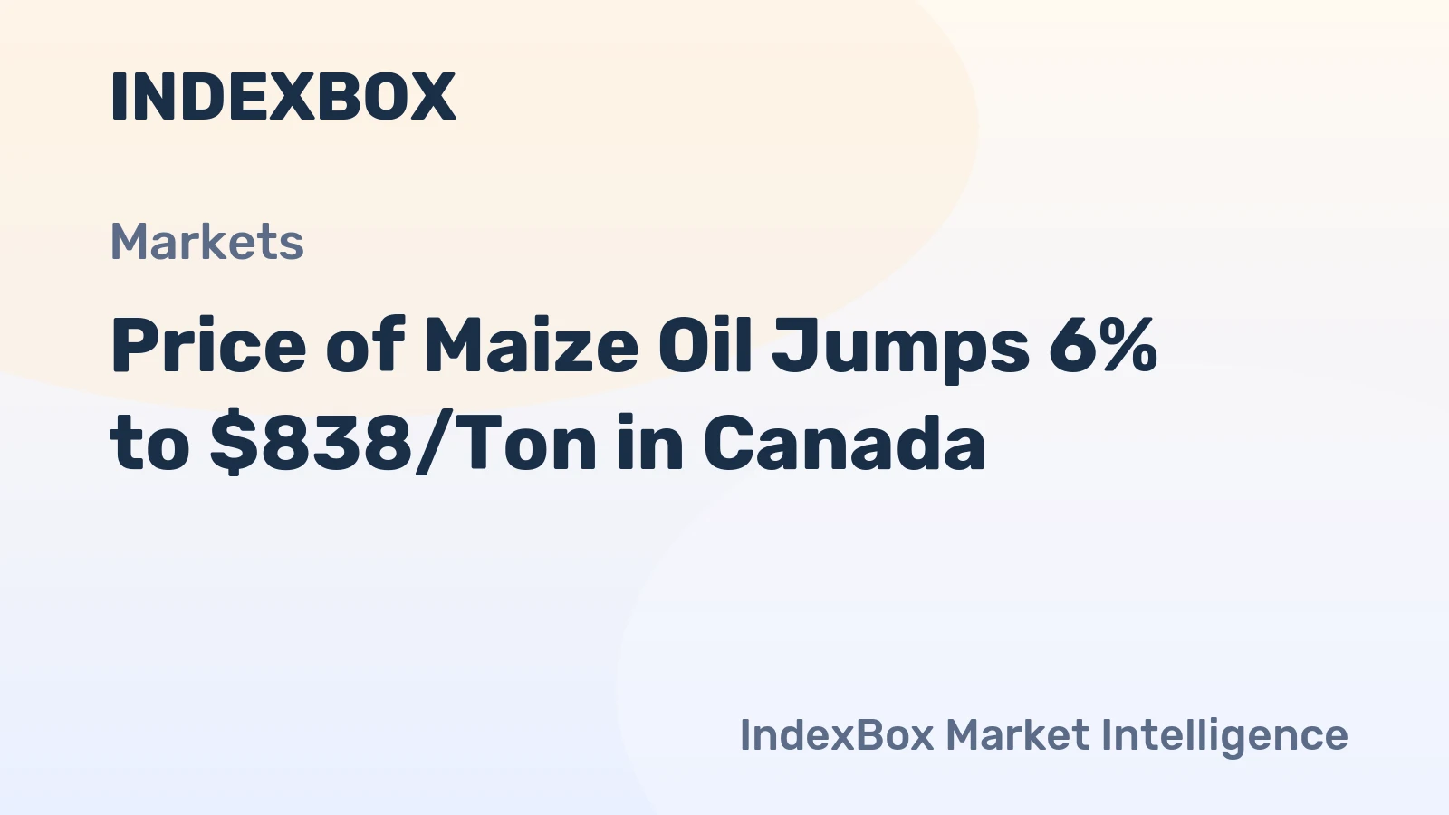 Price of Maize Oil Jumps 6% to $838/Ton in Canada