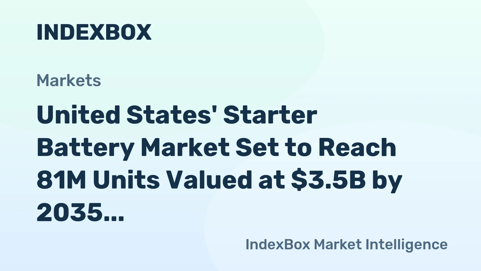 United States' Starter Battery Market Set to Reach 81M Units Valued at $3.5B by 2035
