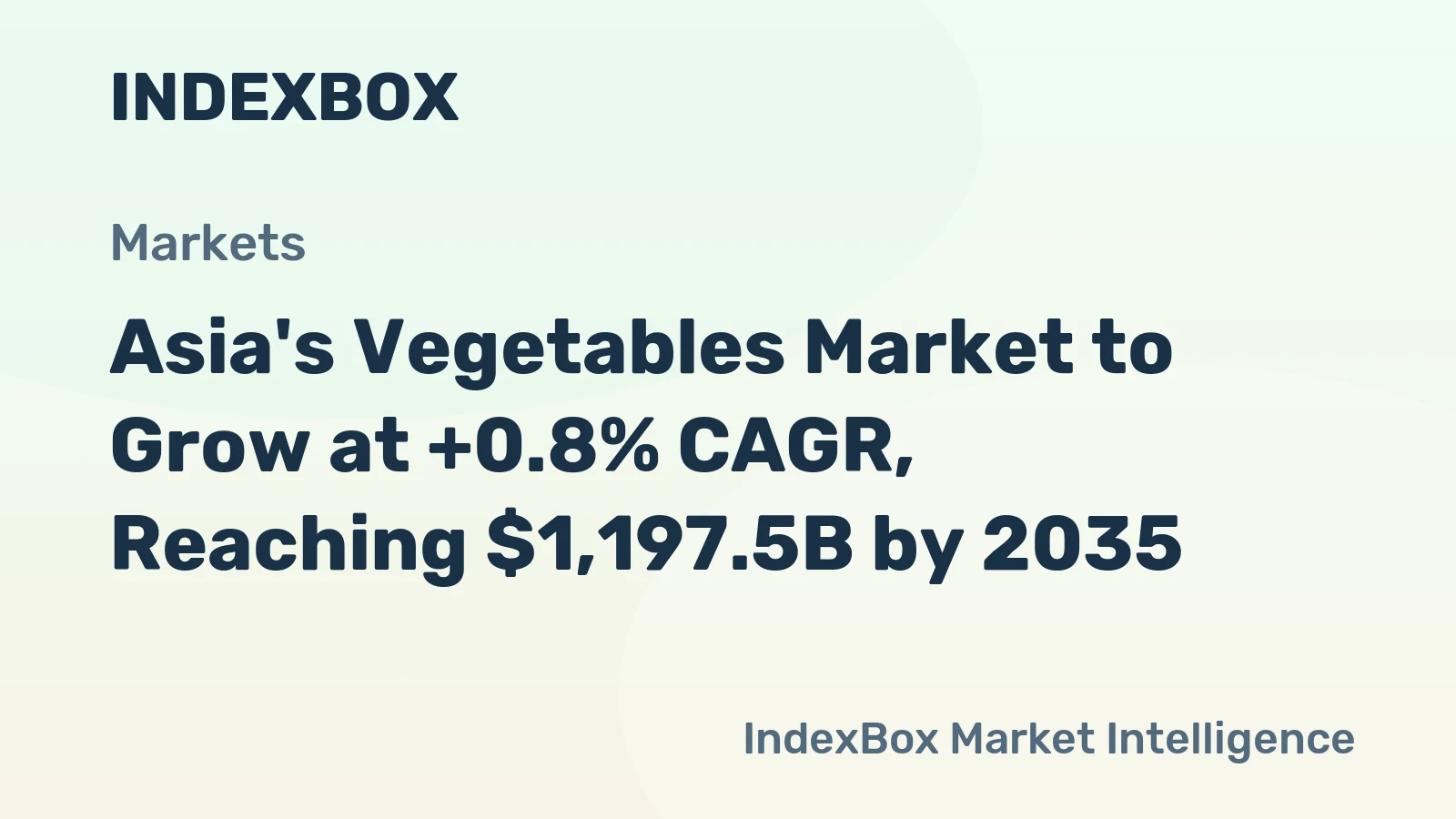 Asia's Vegetables Market to Grow at +0.8% CAGR, Reaching $1,197.5B by 2035