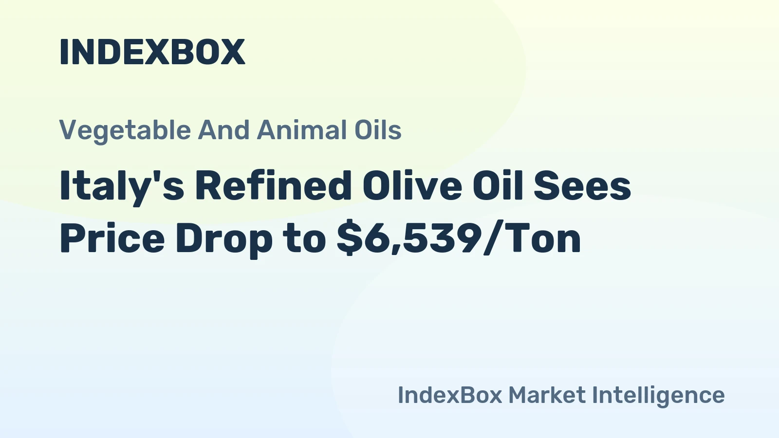 Italy's Refined Olive Oil Sees Price Drop to $6,539/Ton