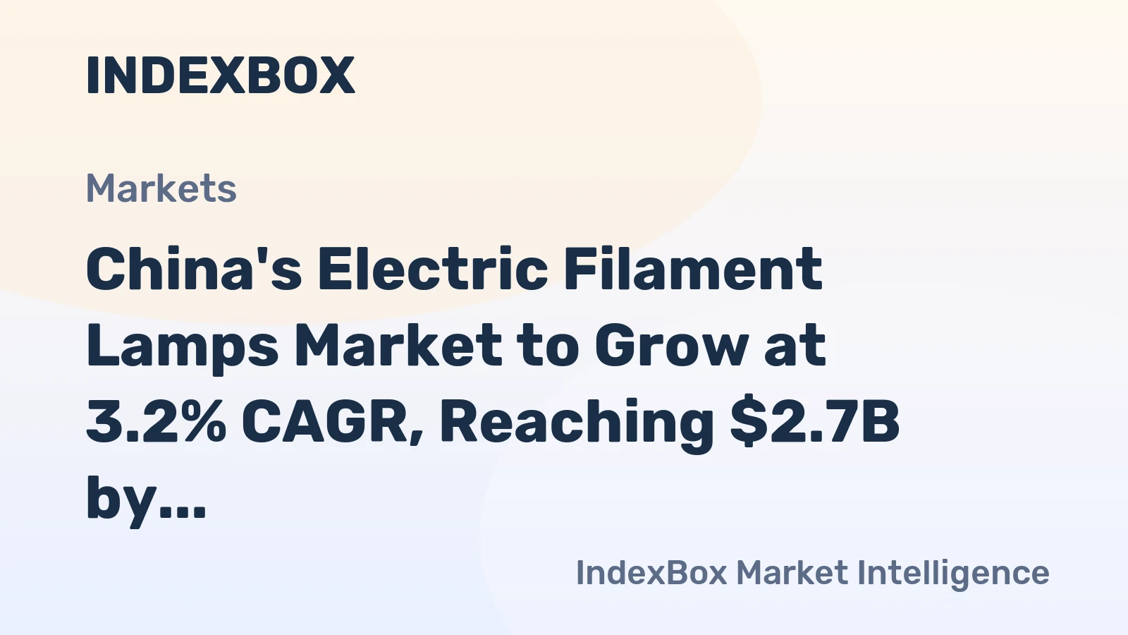 China's Electric Filament Lamps Market to Grow at 3.2% CAGR, Reaching $2.7B by 2035