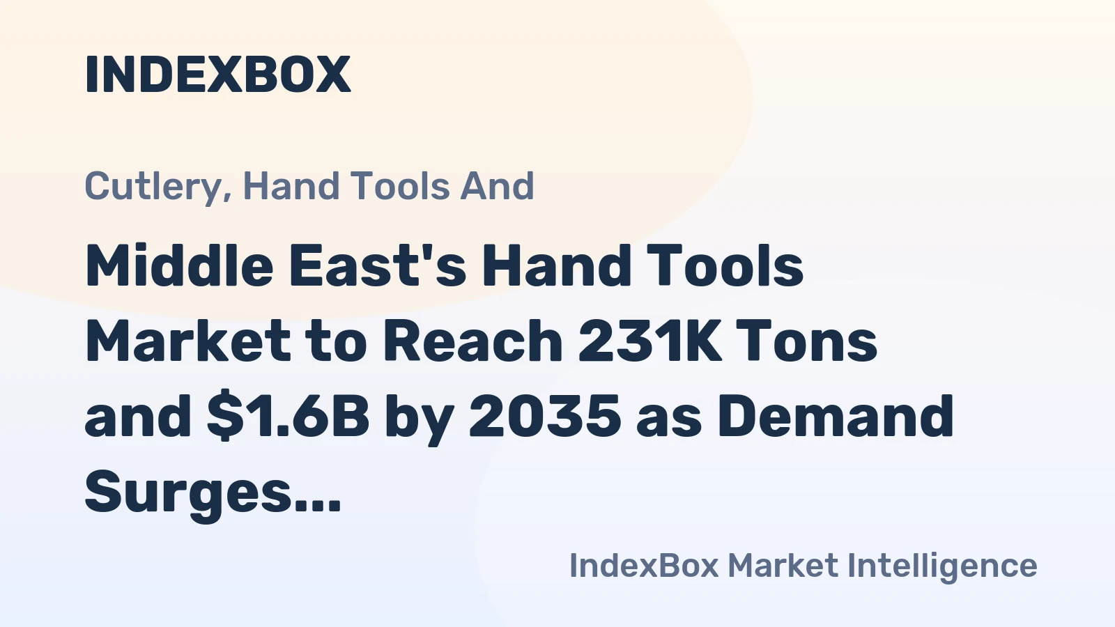 Middle East's Hand Tools Market to Reach 231K Tons and $1.6B by 2035 as Demand Surges