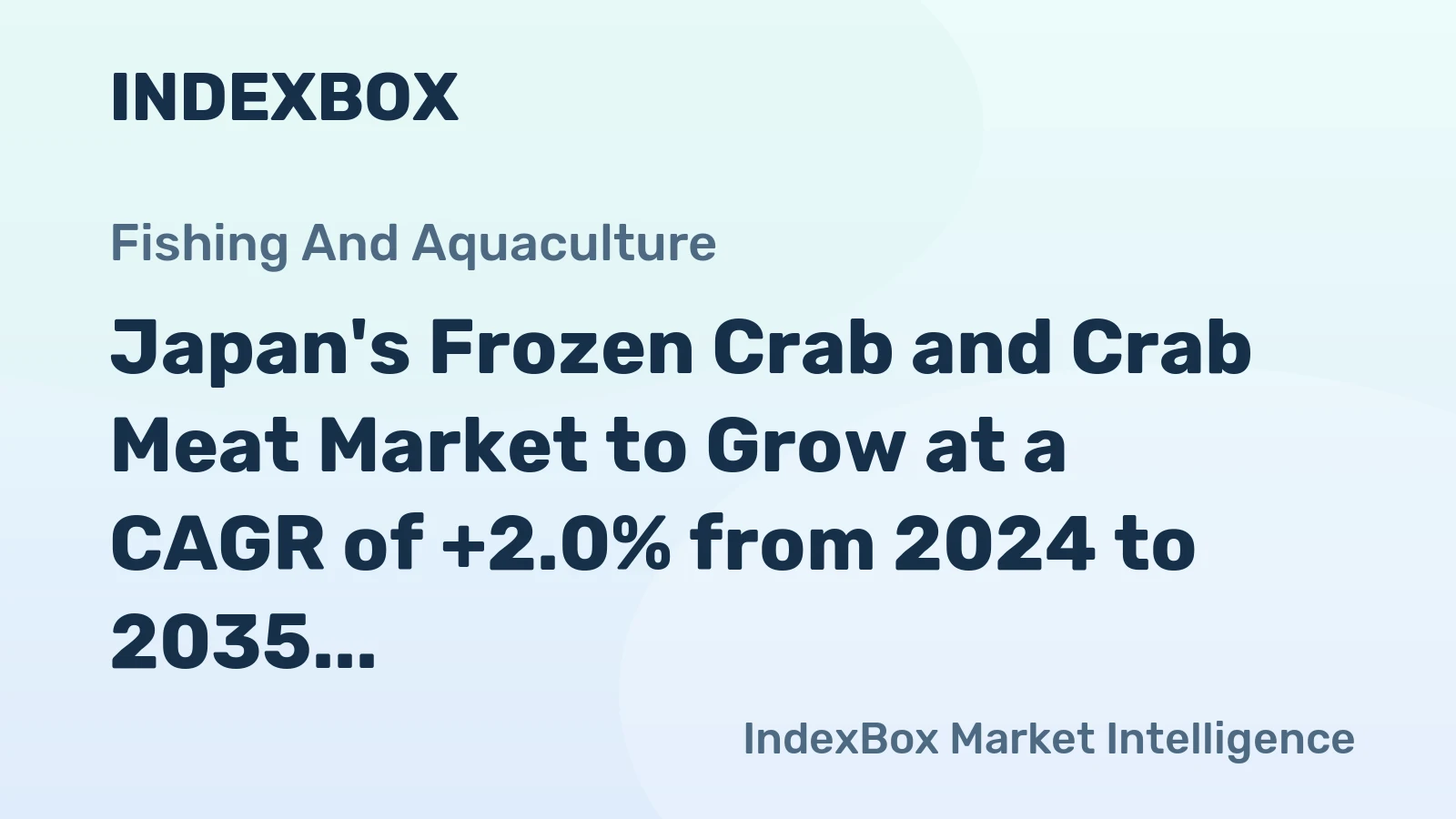 Japan's Frozen Crab and Crab Meat Market to Grow at a CAGR of +2.0% from 2024 to 2035, Reaching $1.3B by 2035