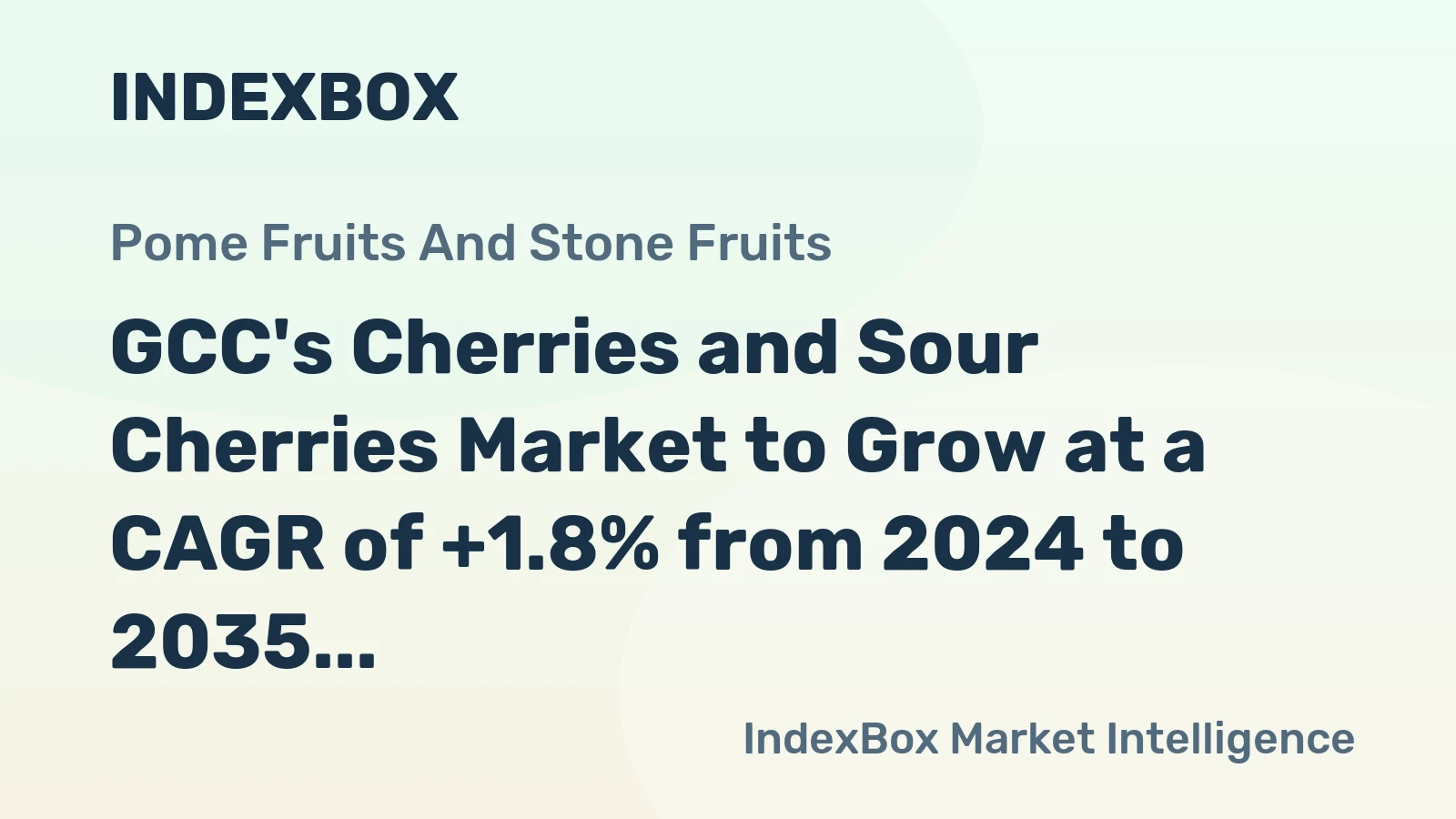 GCC's Cherries and Sour Cherries Market to Grow at a CAGR of +1.8% from 2024 to 2035, Reaching 9.5K Tons