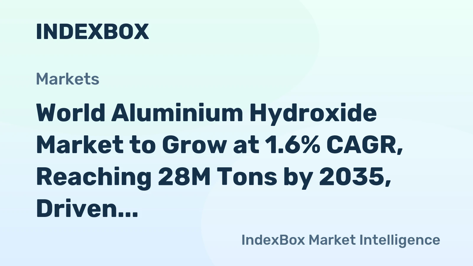 World Aluminium Hydroxide Market to Grow at 1.6% CAGR, Reaching 28M Tons by 2035, Driven by Rising Global Demand