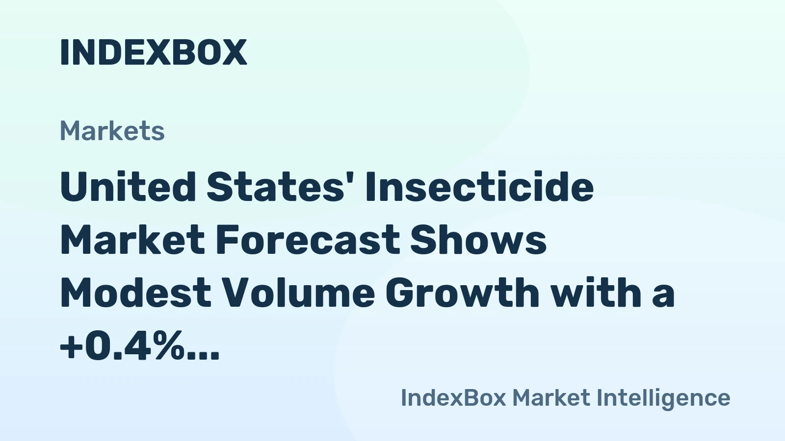 United States' Insecticide Market Forecast Shows Modest Volume Growth with a +0.4% CAGR