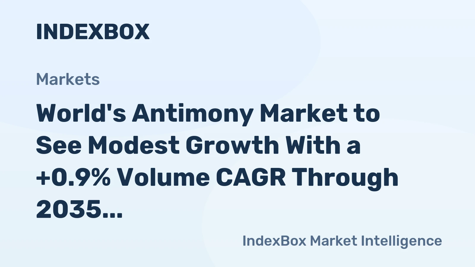 World's Antimony Market to See Modest Growth With a +0.9% Volume CAGR Through 2035