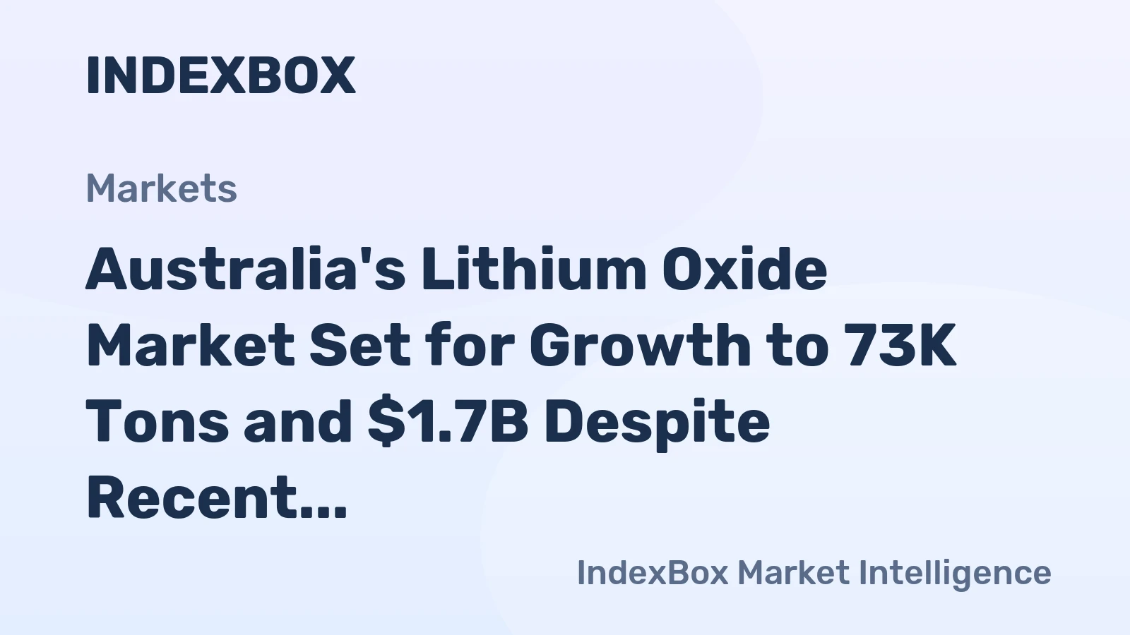 Australia's Lithium Oxide Market Set for Growth to 73K Tons and $1.7B Despite Recent Volatility