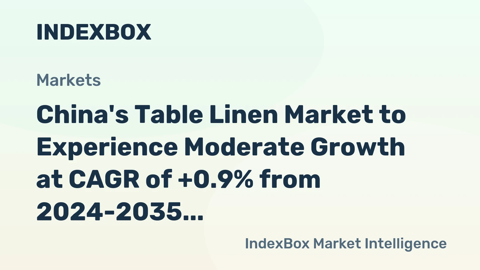 China's Table Linen Market to Experience Moderate Growth at CAGR of +0.9% from 2024-2035