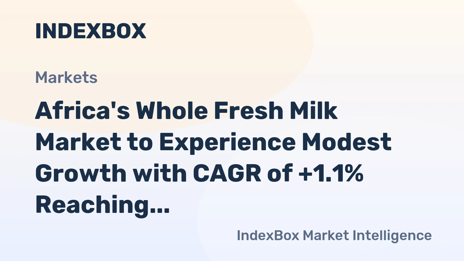 Africa's Whole Fresh Milk Market to Experience Modest Growth with CAGR of +1.1% Reaching $45.1B by 2035