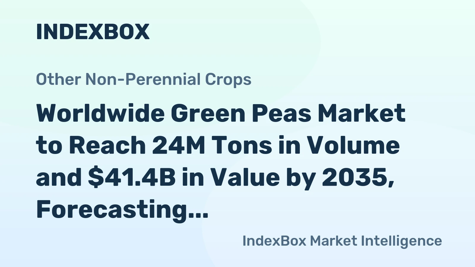 Worldwide Green Peas Market to Reach 24M Tons in Volume and $41.4B in Value by 2035, Forecasting +0.9% CAGR
