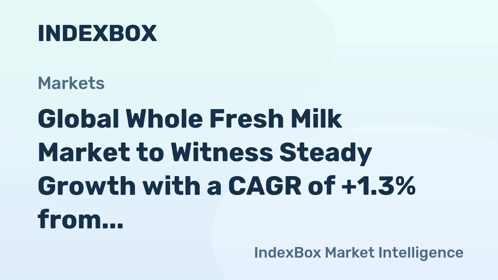 Global Whole Fresh Milk Market to Witness Steady Growth with a CAGR of +1.3% from 2024 to 2035, Reaching $1,018.7B