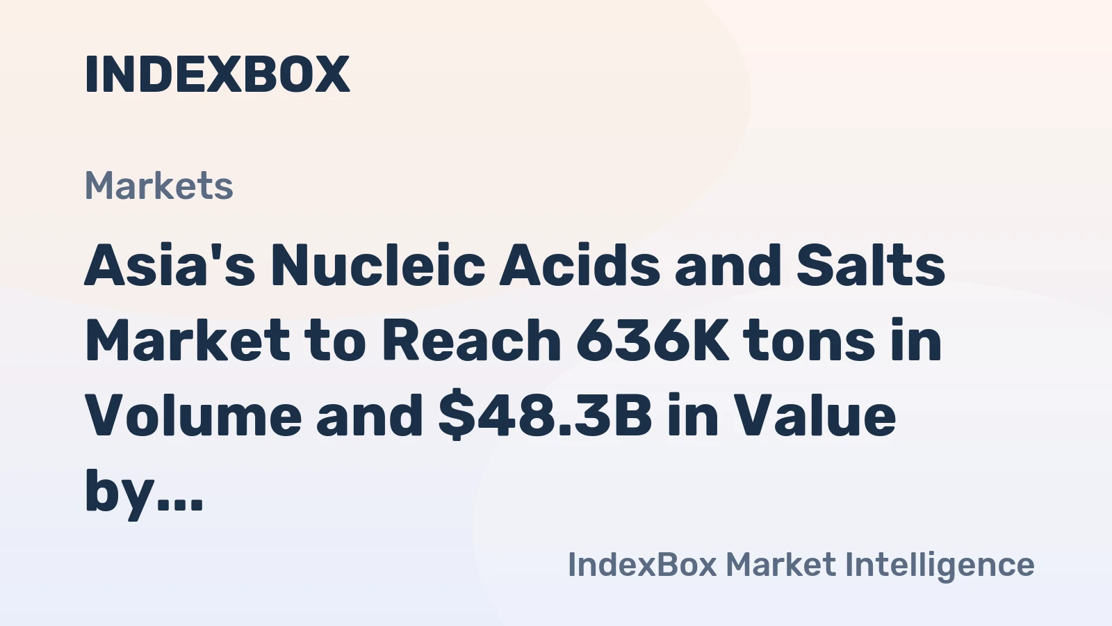 Asia's Nucleic Acids and Salts Market to Reach 636K tons in Volume and $48.3B in Value by 2035