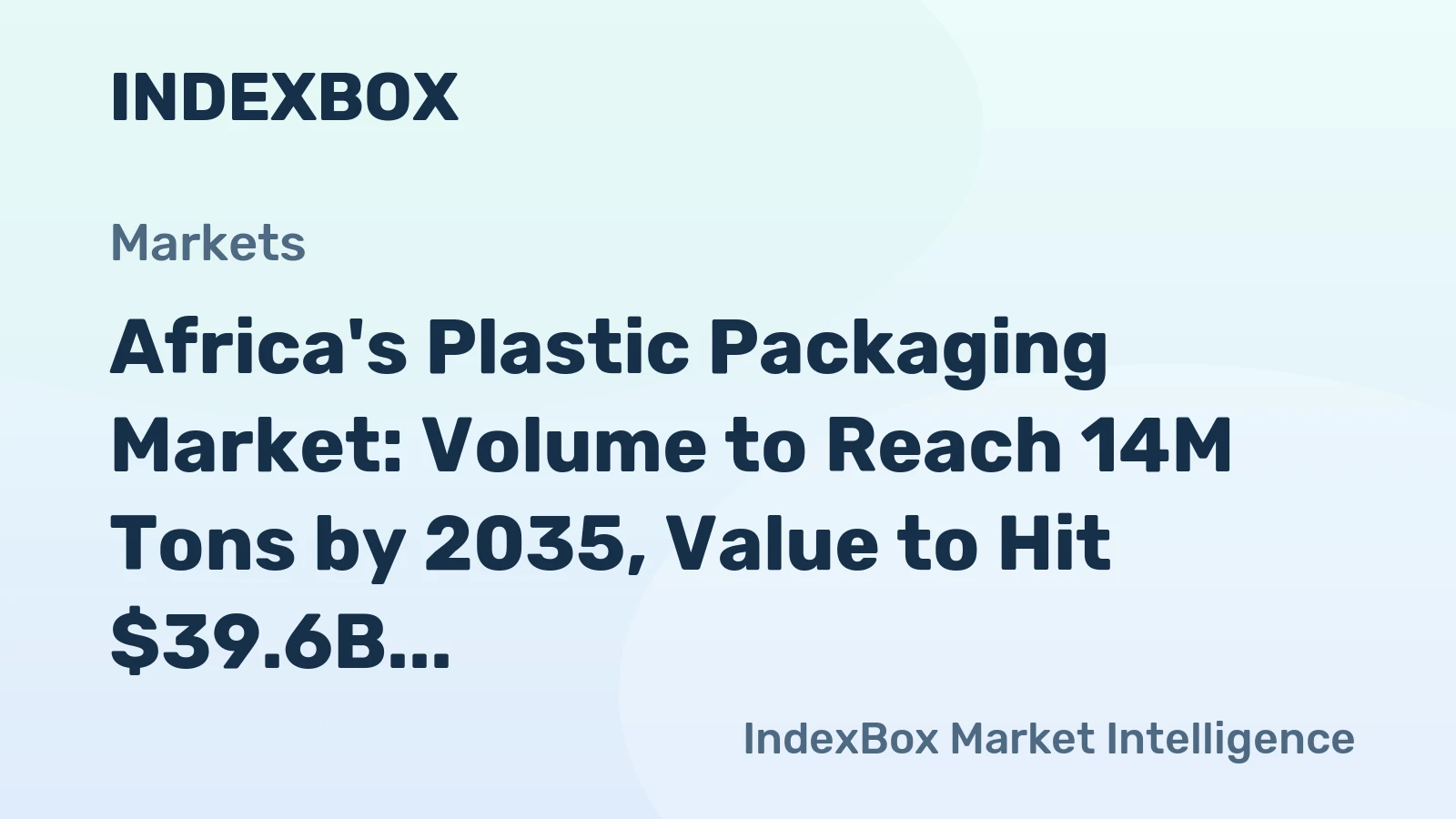 Africa's Plastic Packaging Market: Volume to Reach 14M Tons by 2035, Value to Hit $39.6B