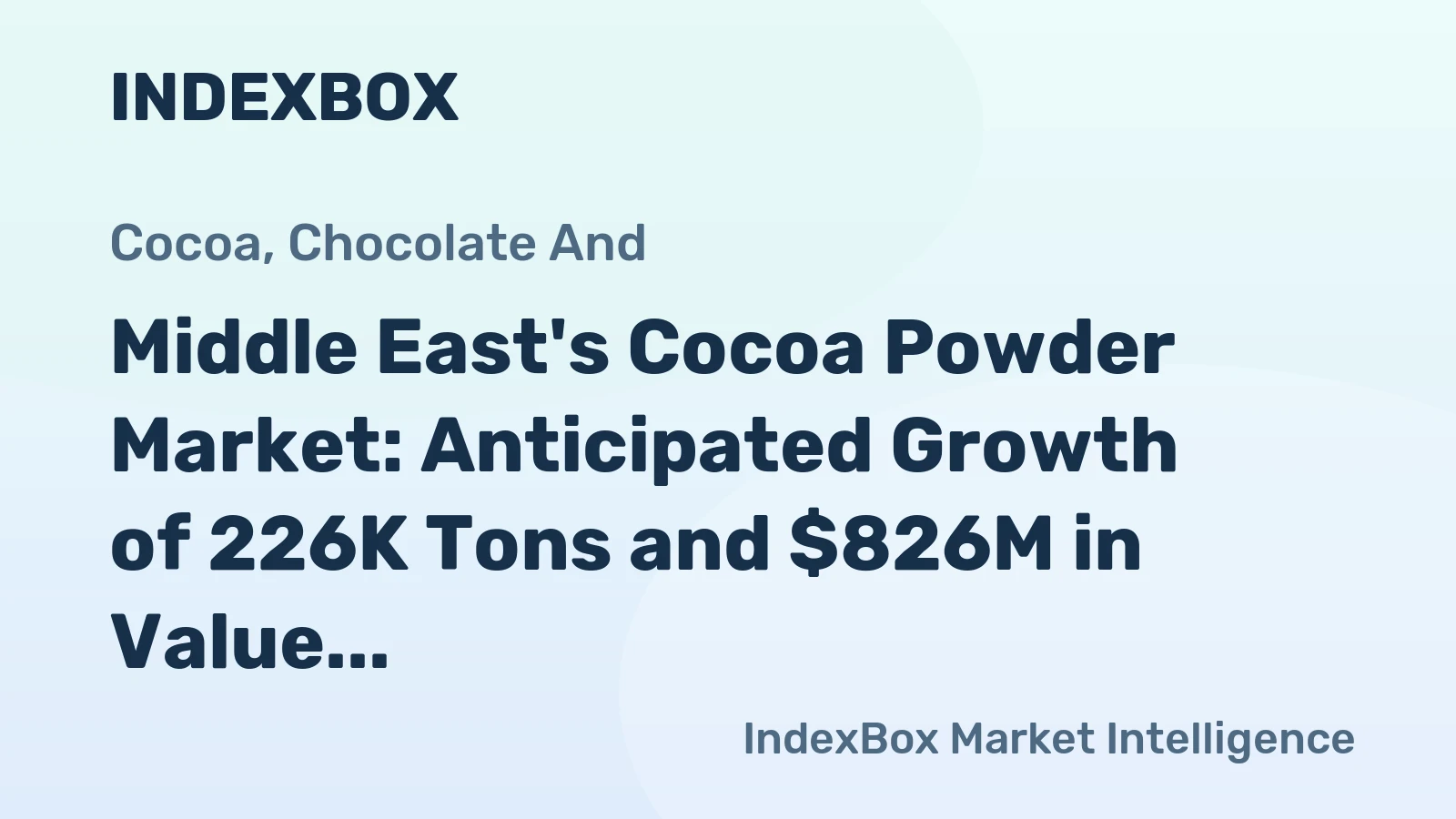Middle East's Cocoa Powder Market: Anticipated Growth of 226K Tons and $826M in Value by 2035