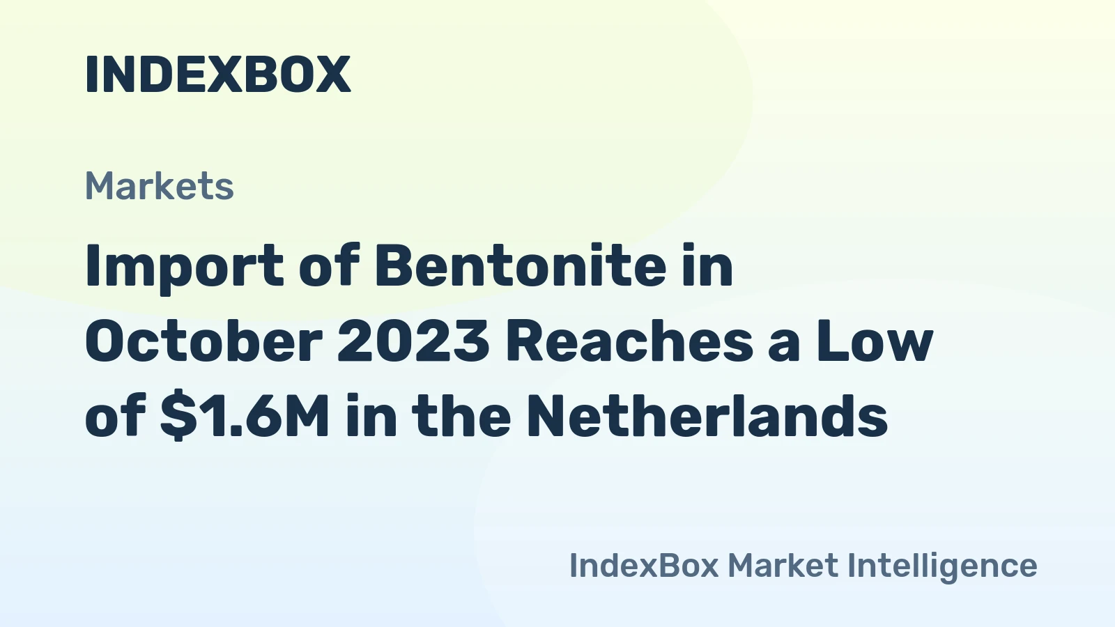 Import of Bentonite in October 2023 Reaches a Low of $1.6M in the Netherlands