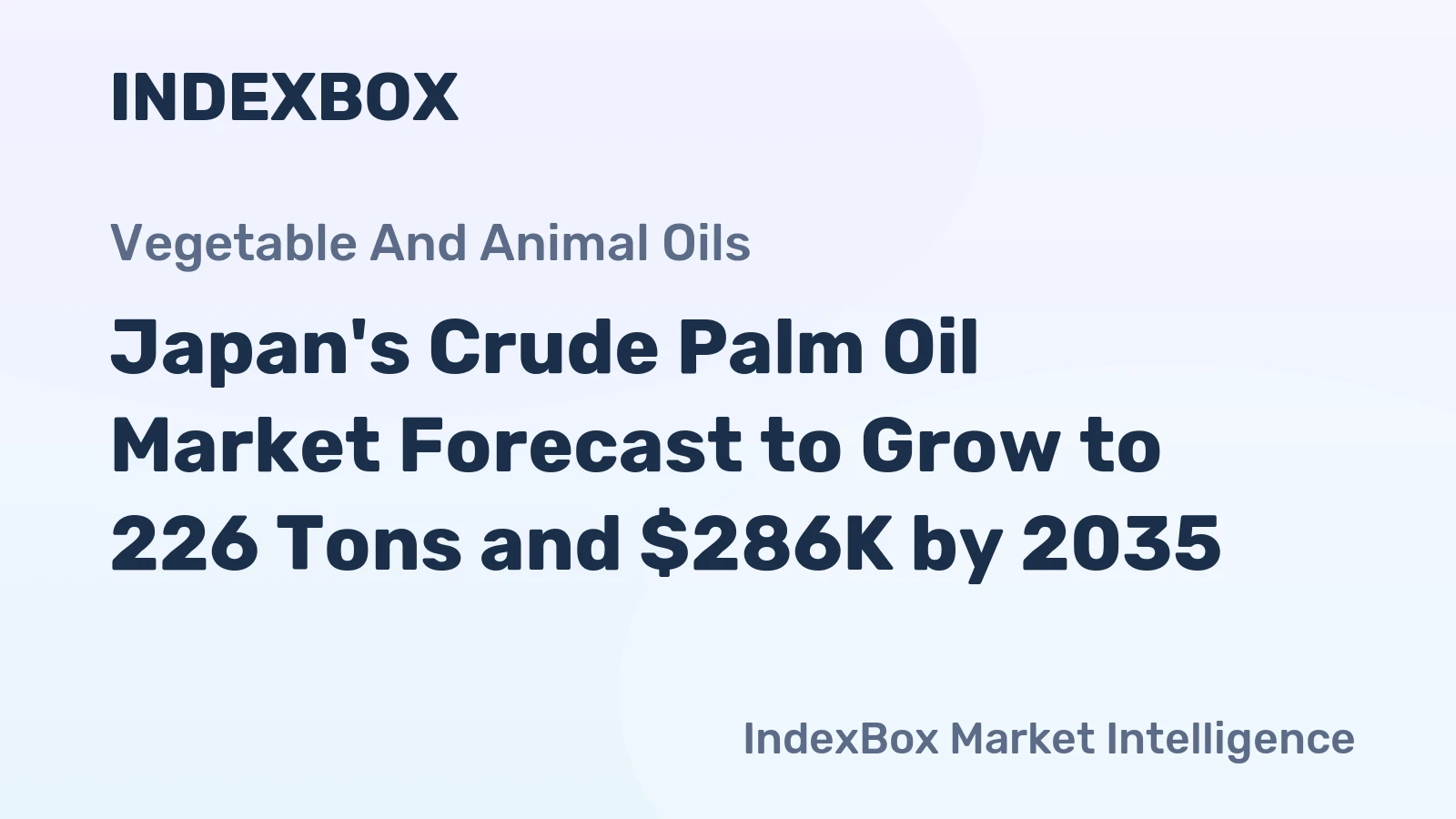 Japan's Crude Palm Oil Market Forecast to Grow to 226 Tons and $286K by 2035