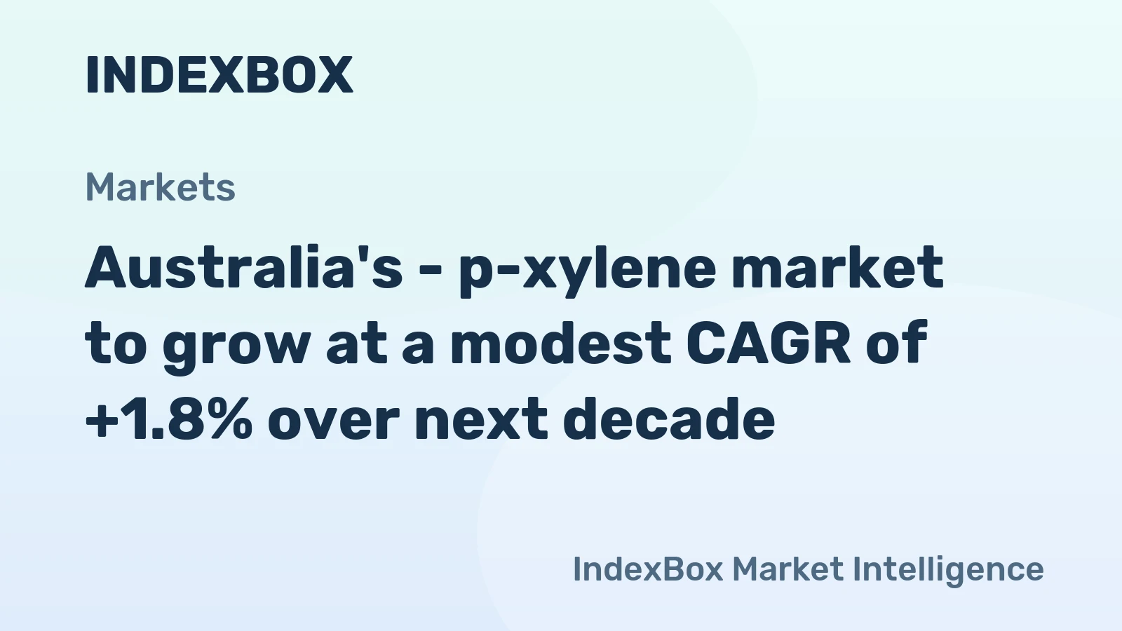 Australia's - p-xylene market to grow at a modest CAGR of +1.8% over next decade