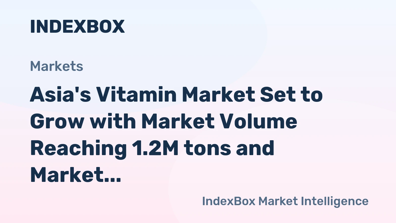 Asia's Vitamin Market Set to Grow with Market Volume Reaching 1.2M tons and Market Value Reaching $23.7B by 2035