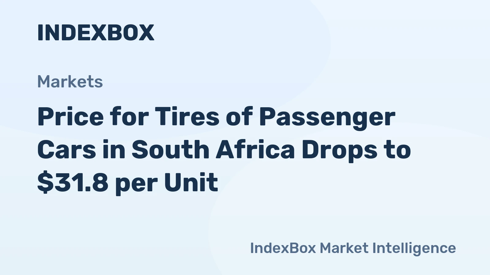 Price for Tires of Passenger Cars in South Africa Drops to $31.8 per Unit