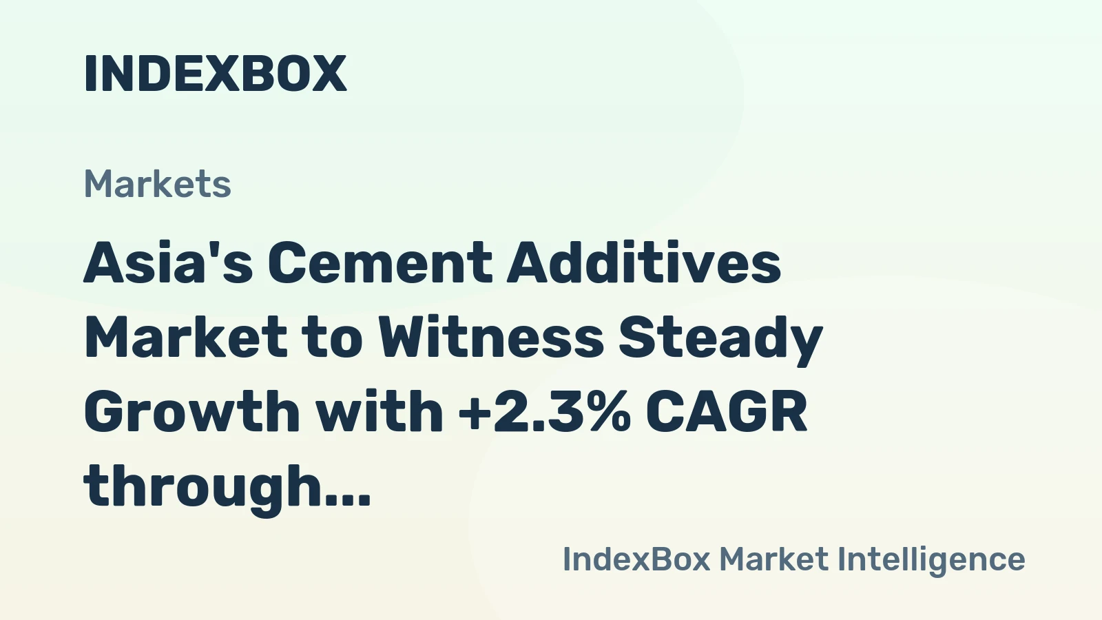 Asia's Cement Additives Market to Witness Steady Growth with +2.3% CAGR through 2035, Reaching $5.2B in Value