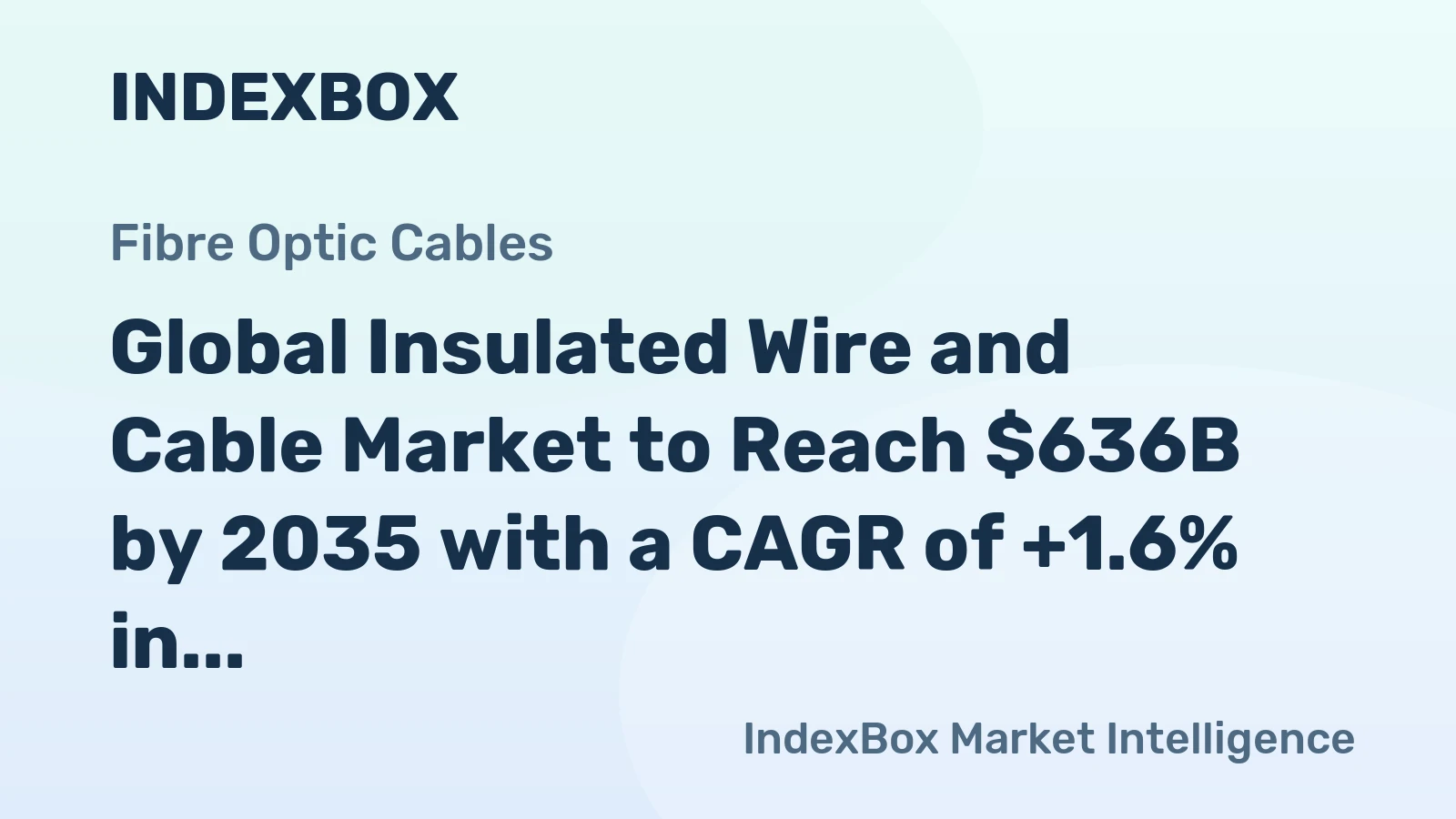 Global Insulated Wire and Cable Market to Reach $636B by 2035 with a CAGR of +1.6% in Volume and +2.8% in Value