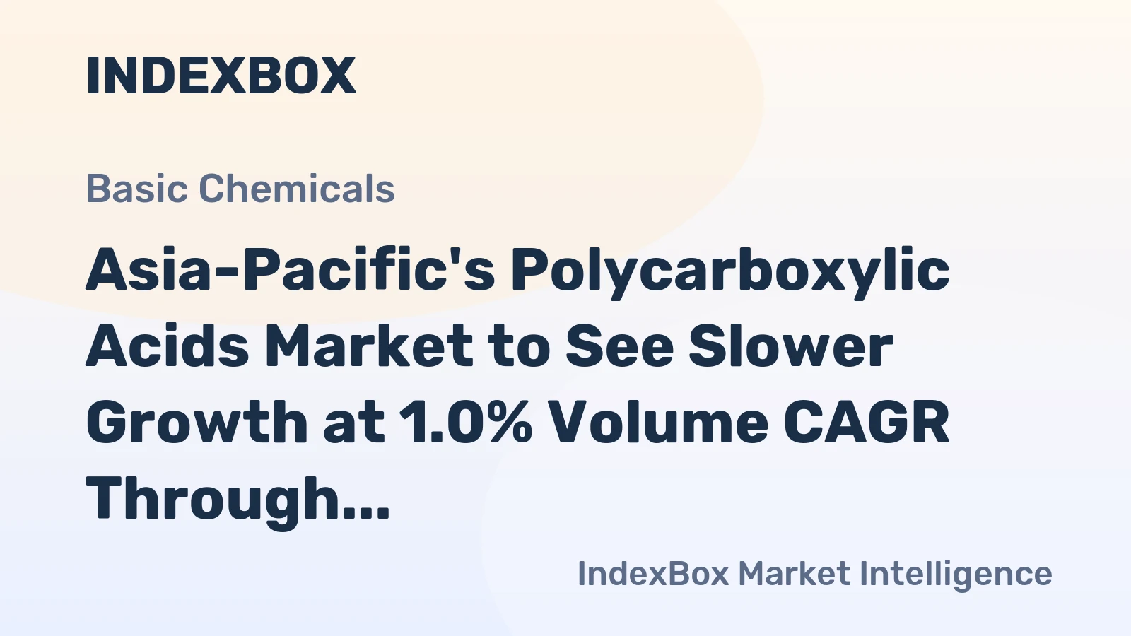 Asia-Pacific's Polycarboxylic Acids Market to See Slower Growth at 1.0% Volume CAGR Through 2035