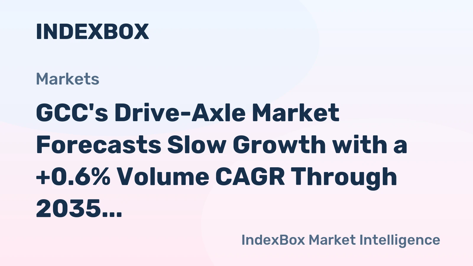 GCC's Drive-Axle Market Forecasts Slow Growth with a +0.6% Volume CAGR Through 2035