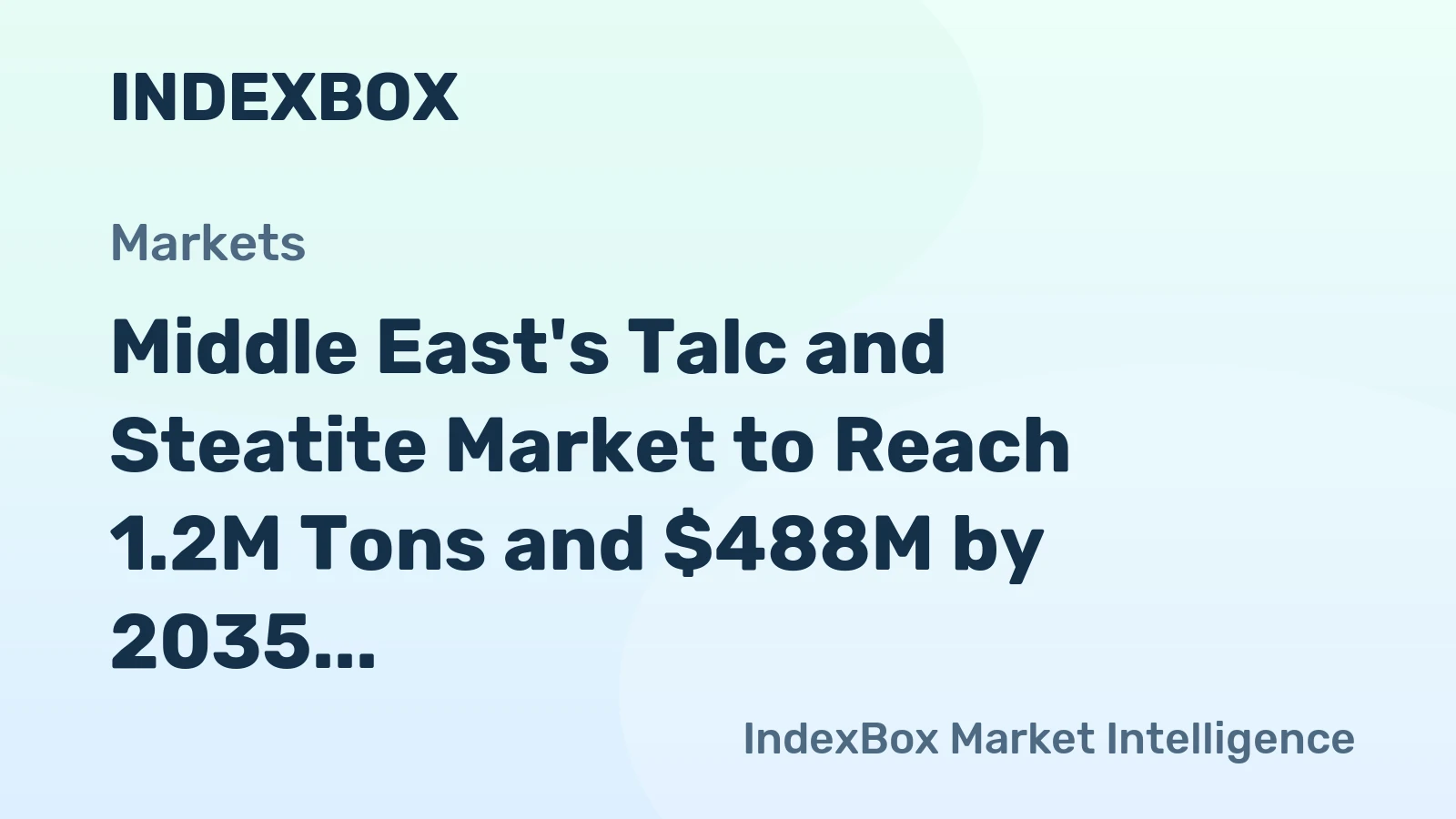 Middle East's Talc and Steatite Market to Reach 1.2M Tons and $488M by 2035