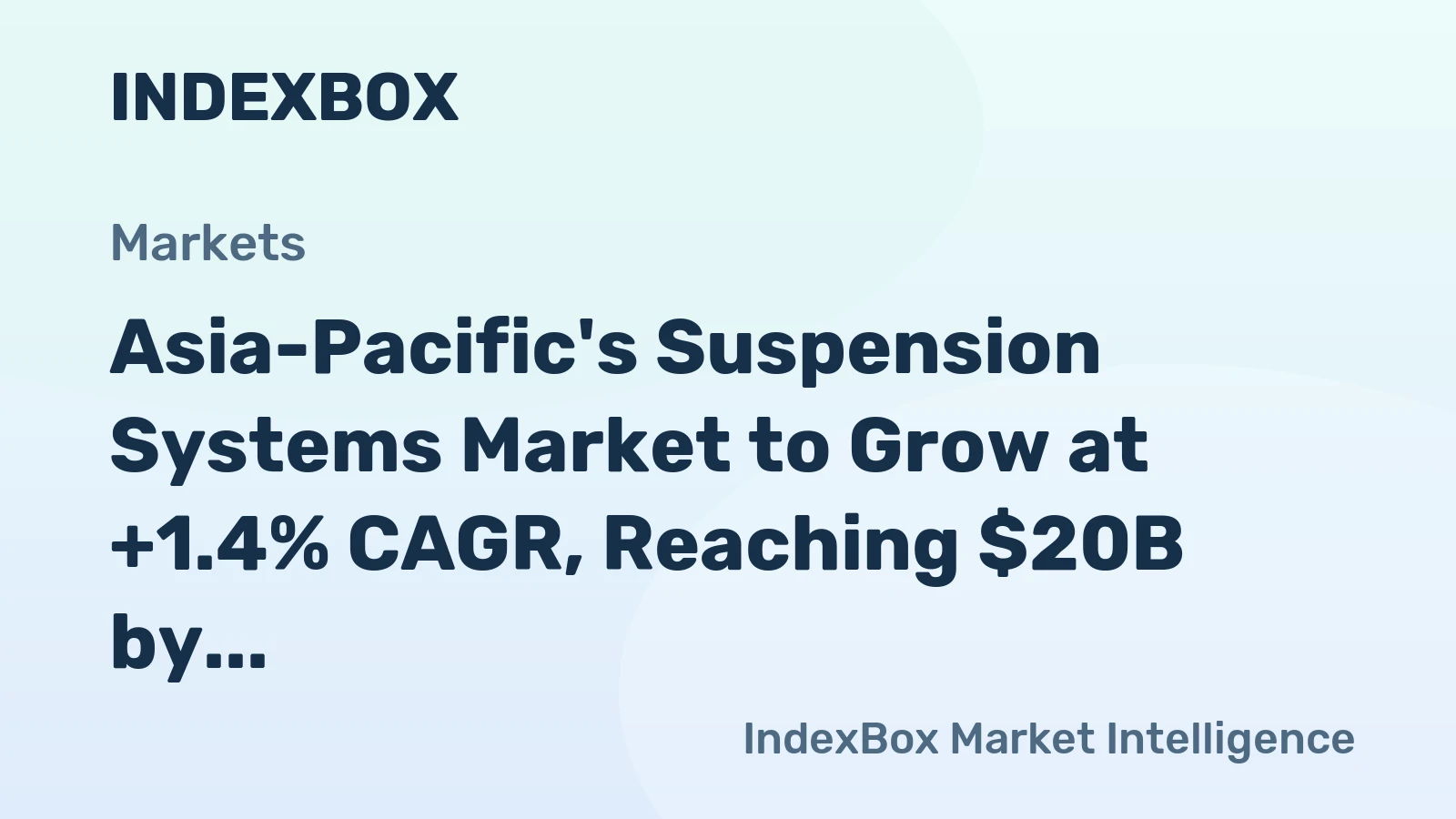 Asia-Pacific's Suspension Systems Market to Grow at +1.4% CAGR, Reaching $20B by 2035