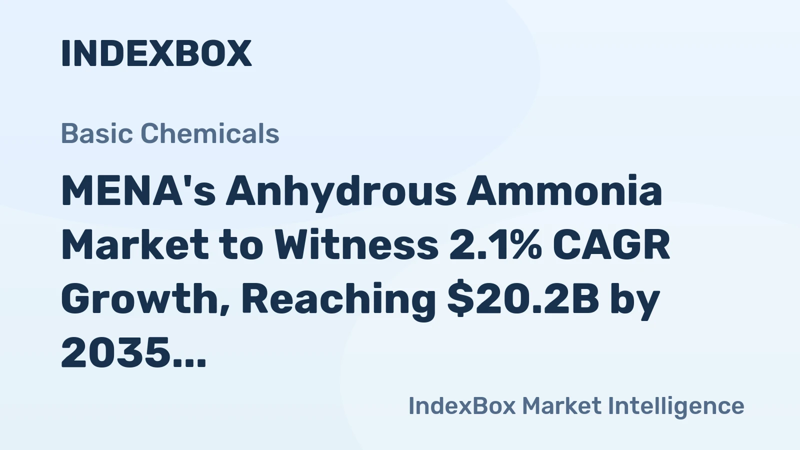 MENA's Anhydrous Ammonia Market to Witness 2.1% CAGR Growth, Reaching $20.2B by 2035