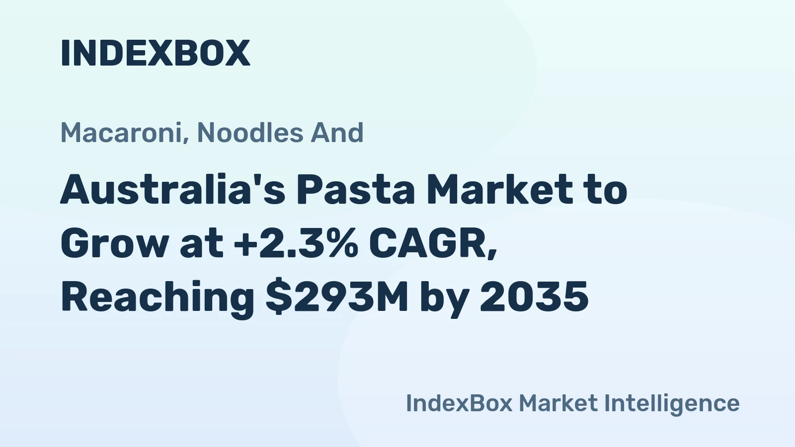 Australia's Pasta Market to Grow at +2.3% CAGR, Reaching $293M by 2035