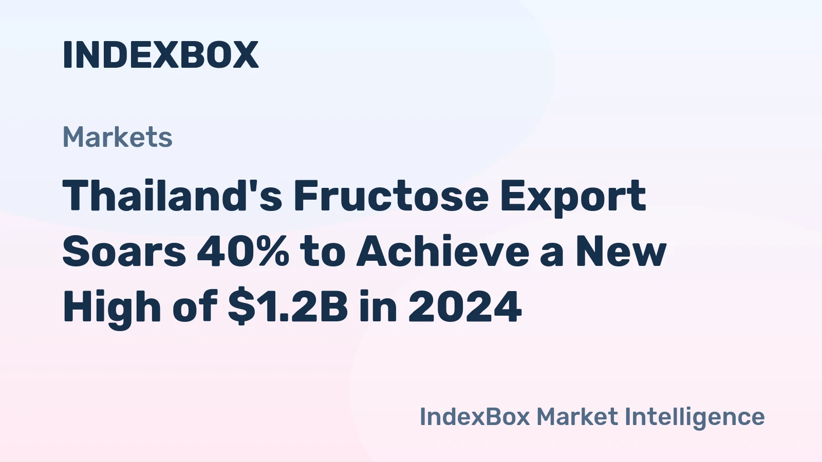 Thailand's Fructose Export Soars 40% to Achieve a New High of $1.2B in 2024