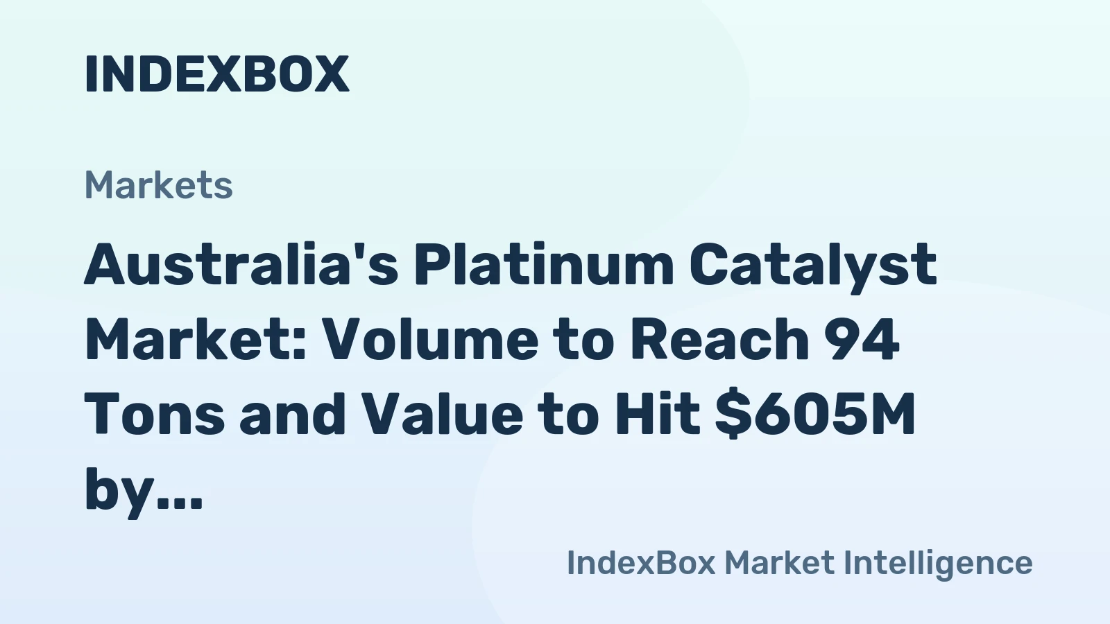 Australia's Platinum Catalyst Market: Volume to Reach 94 Tons and Value to Hit $605M by 2035