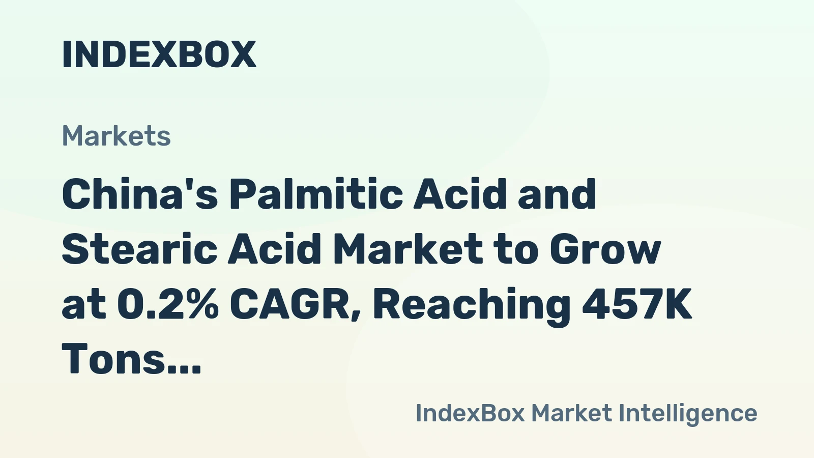 China's Palmitic Acid and Stearic Acid Market to Grow at 0.2% CAGR, Reaching 457K Tons by 2035