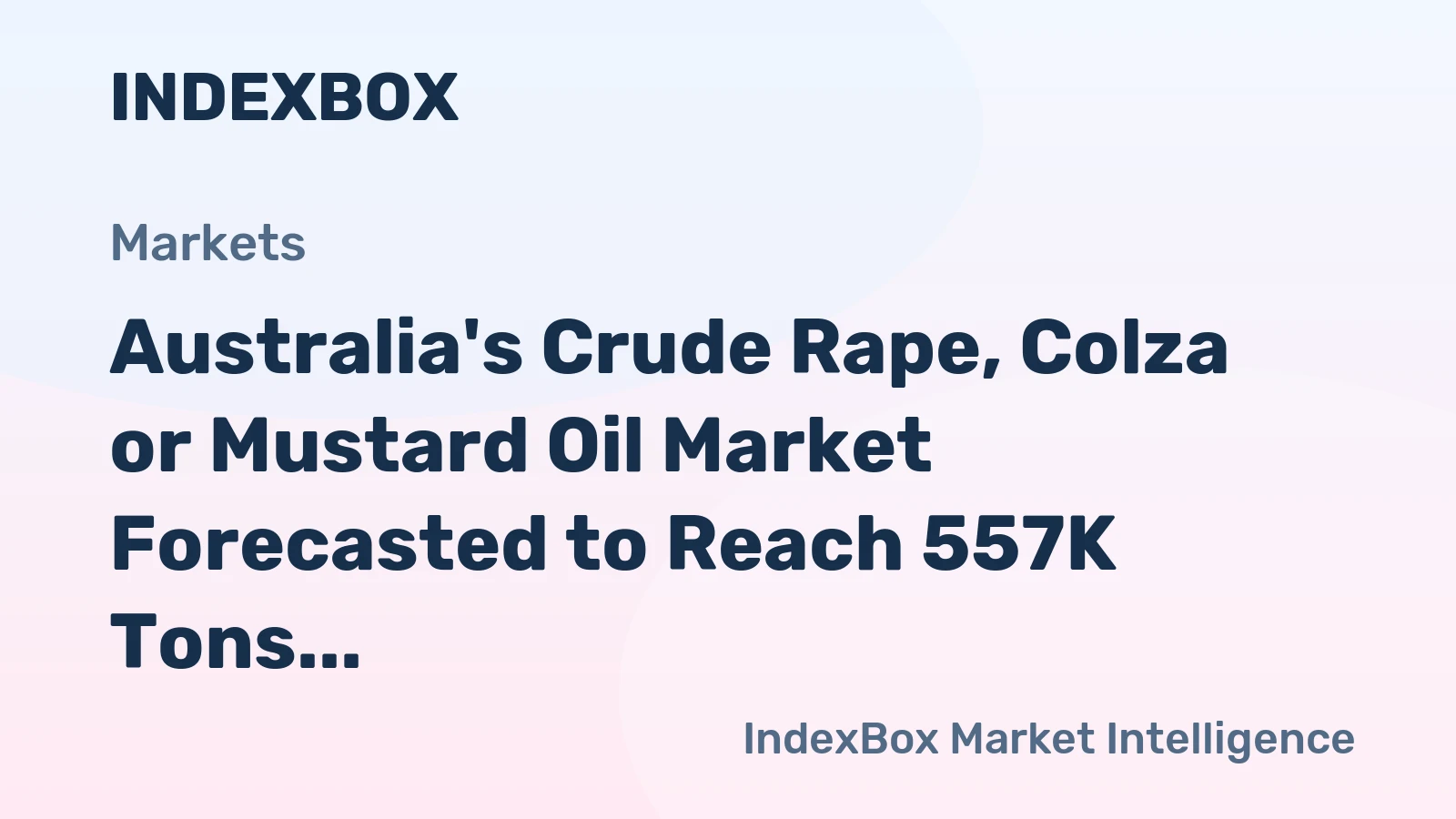 Australia's Crude Rape, Colza or Mustard Oil Market Forecasted to Reach 557K Tons by 2035, Valued at $576M