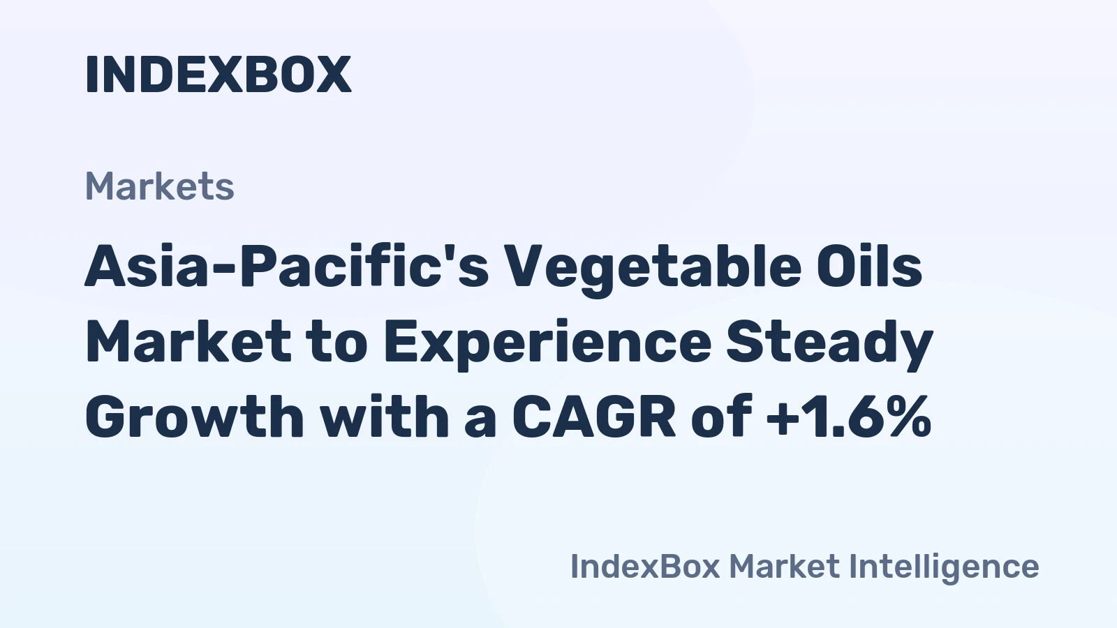 Asia-Pacific's Vegetable Oils Market to Experience Steady Growth with a CAGR of +1.6%