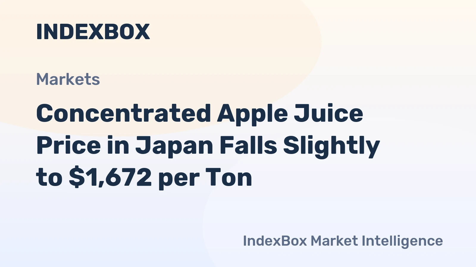 Concentrated Apple Juice Price in Japan Falls Slightly to $1,672 per Ton