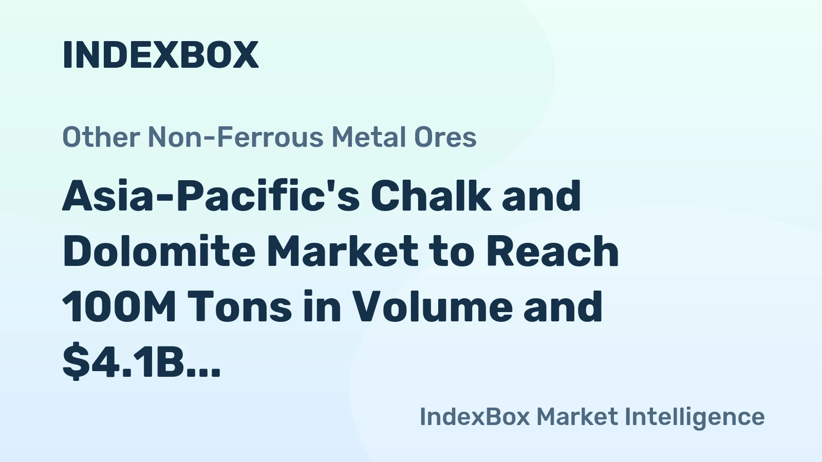 Asia-Pacific's Chalk and Dolomite Market to Reach 100M Tons in Volume and $4.1B in Value by 2035