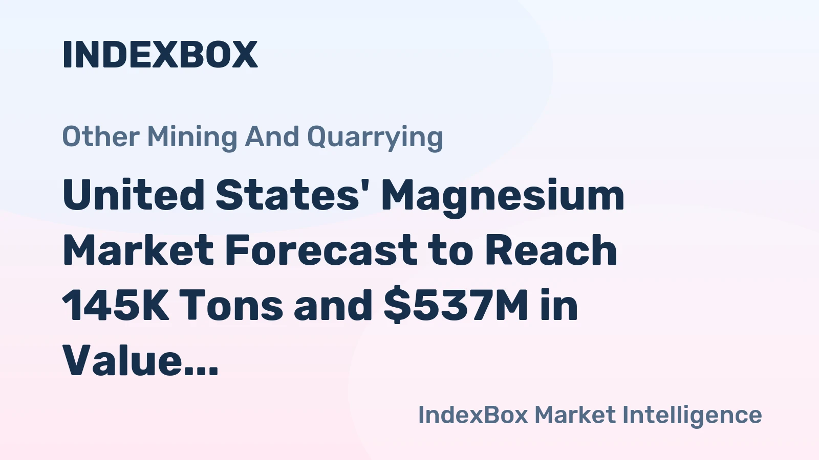United States' Magnesium Market Forecast to Reach 145K Tons and $537M in Value by 2035