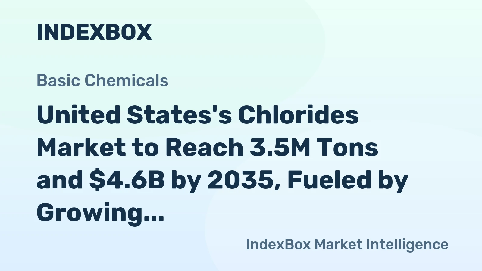United States's Chlorides Market to Reach 3.5M Tons and $4.6B by 2035, Fueled by Growing Demand