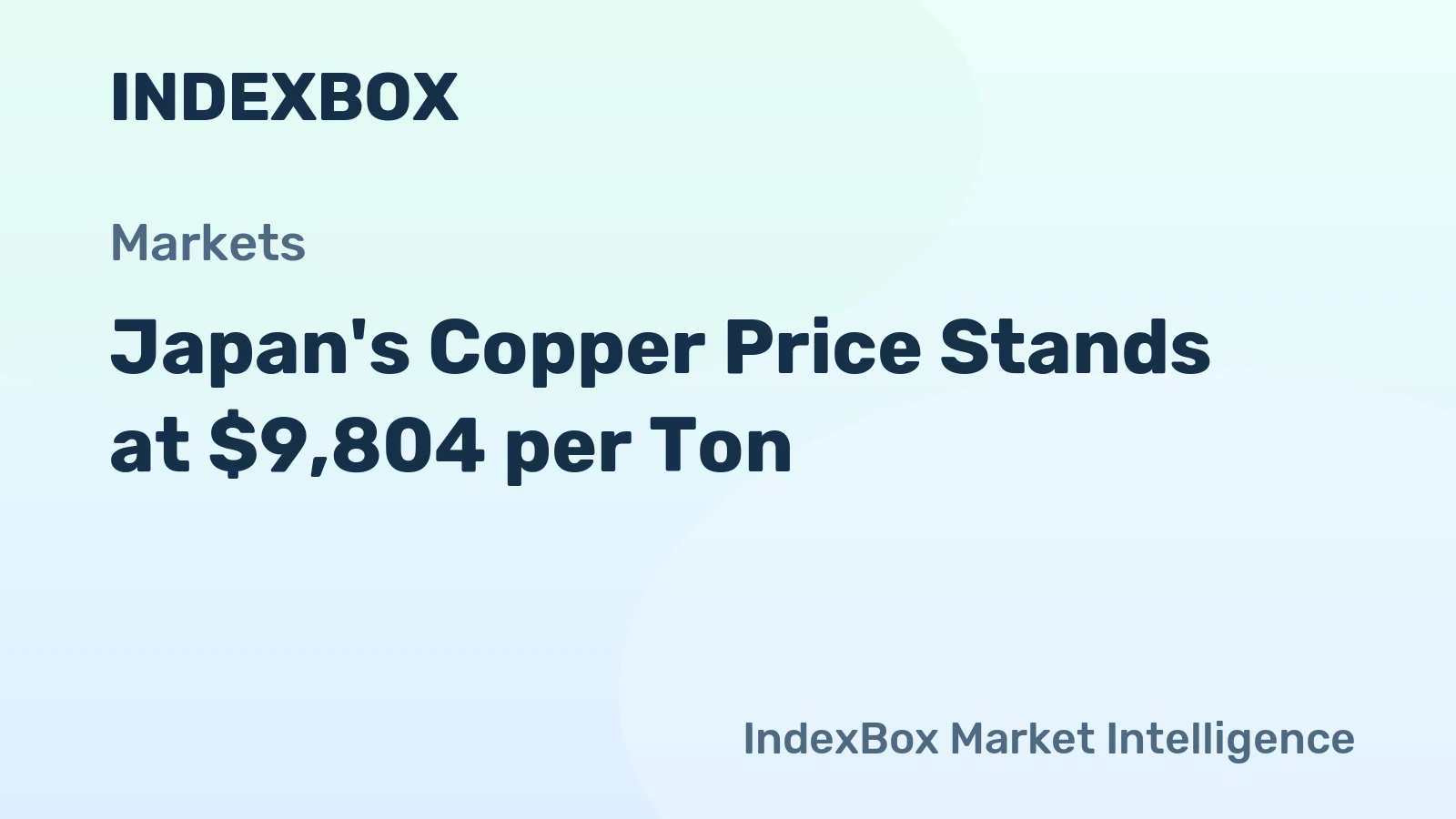Japan's Copper Price Stands at $9,804 per Ton
