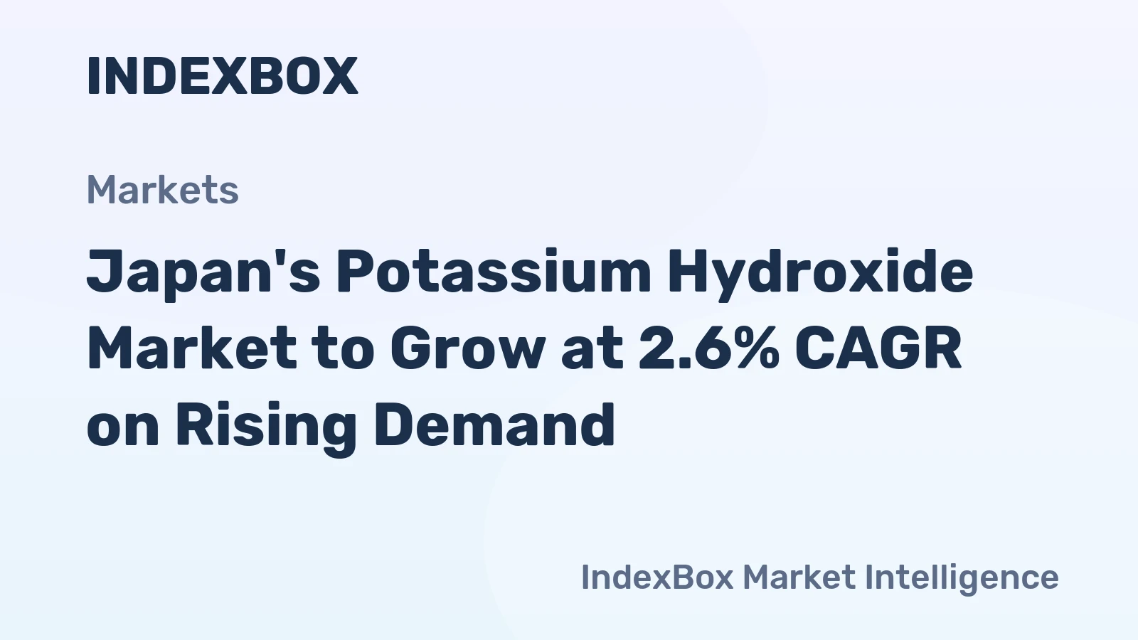 Japan's Potassium Hydroxide Market to Grow at 2.6% CAGR on Rising Demand