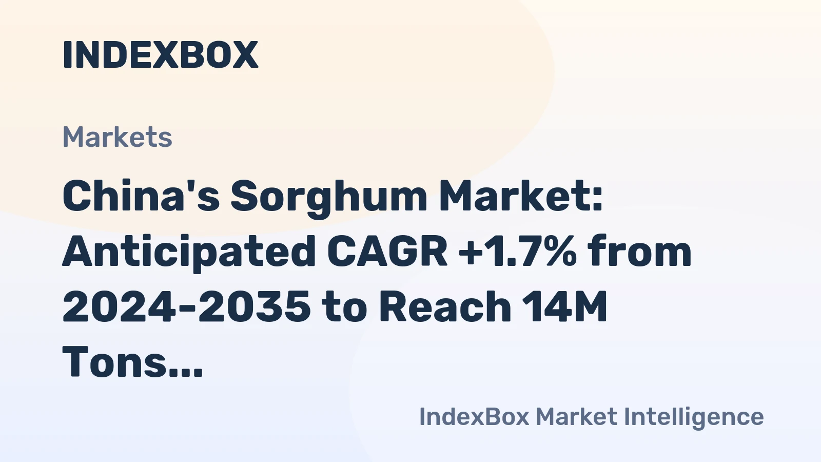 China's Sorghum Market: Anticipated CAGR +1.7% from 2024-2035 to Reach 14M Tons