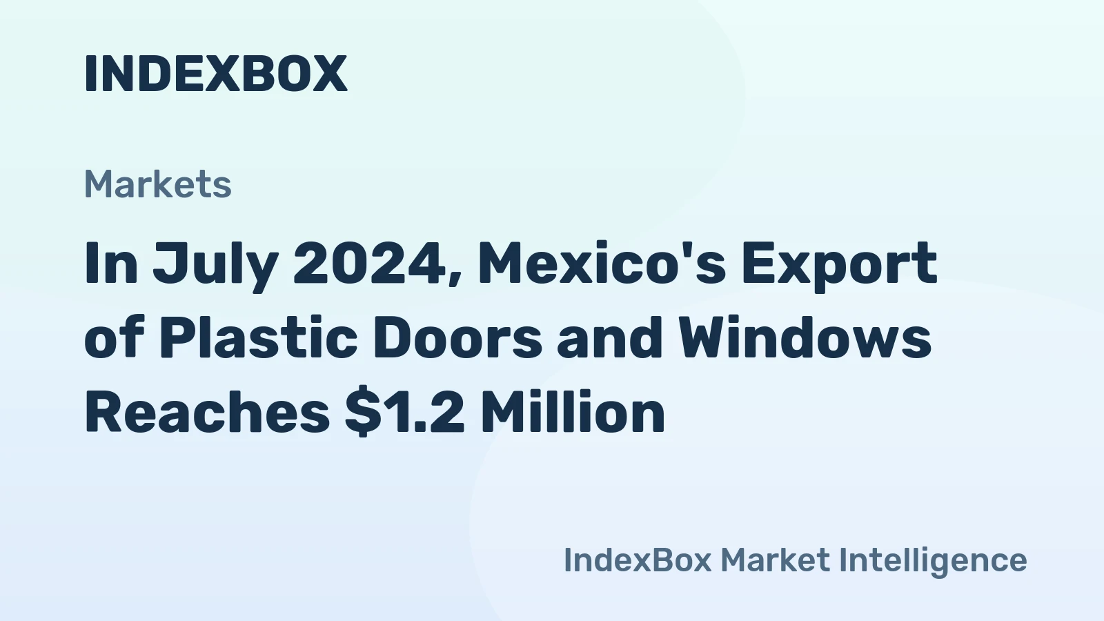 In July 2024, Mexico's Export of Plastic Doors and Windows Reaches $1.2 Million