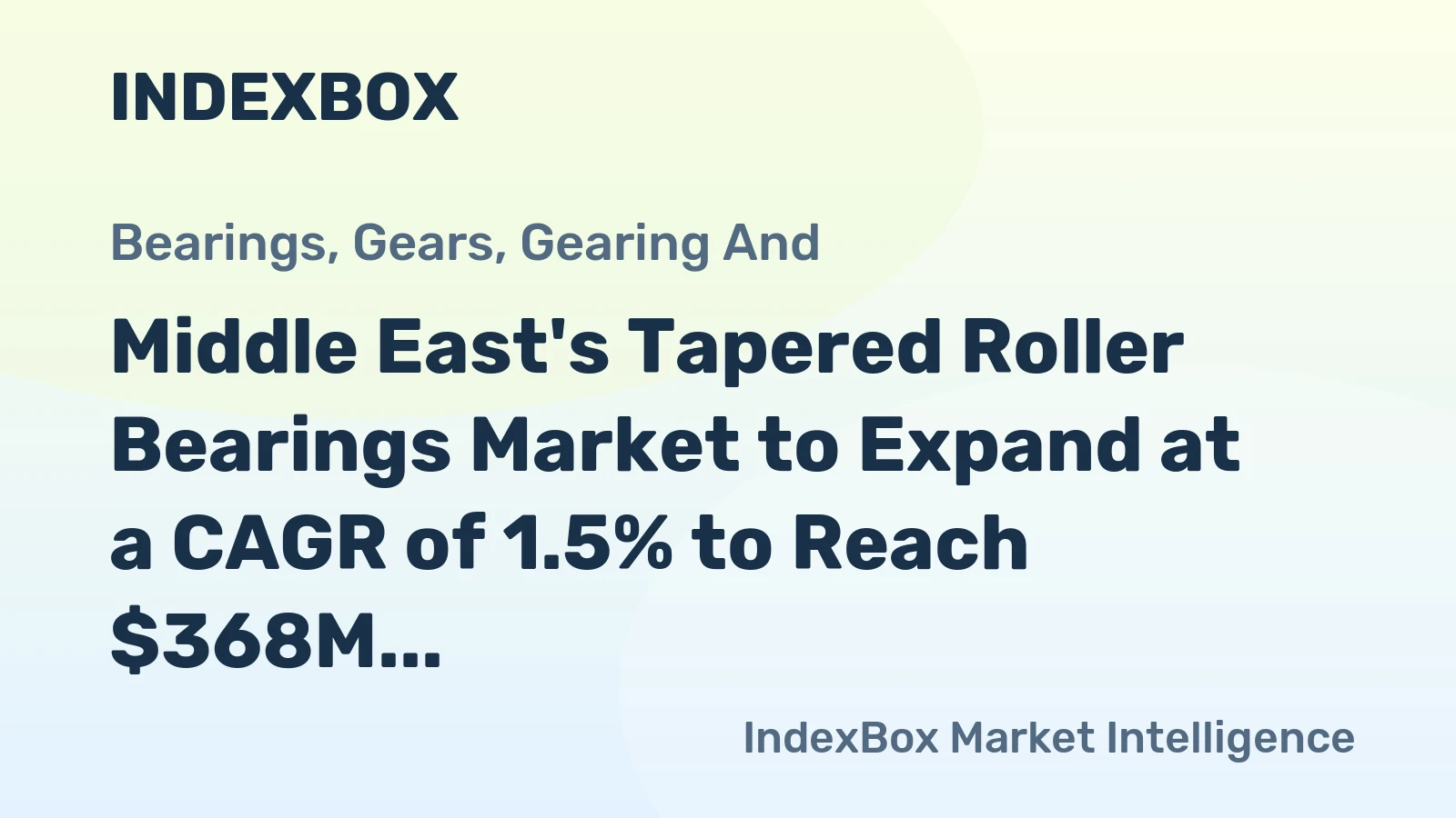 Middle East's Tapered Roller Bearings Market to Expand at a CAGR of 1.5% to Reach $368M by 2035