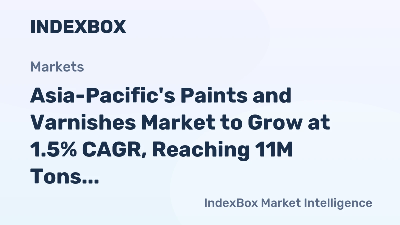 Asia-Pacific's Paints and Varnishes Market to Grow at 1.5% CAGR, Reaching 11M Tons by 2035