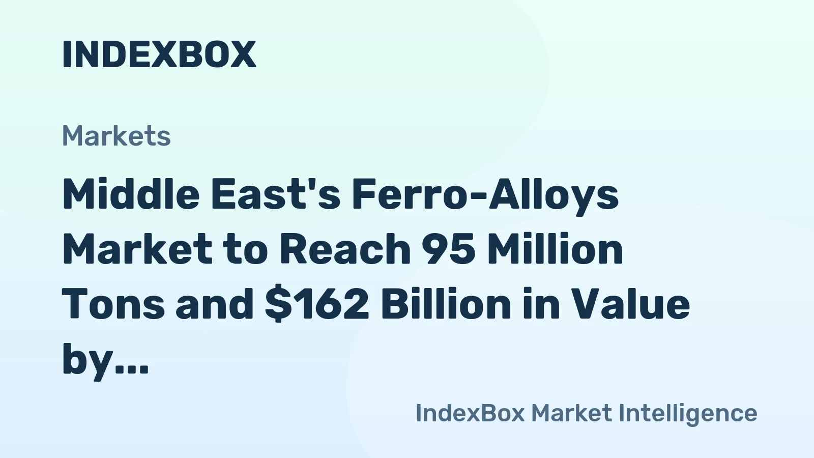 Middle East's Ferro-Alloys Market to Reach 95 Million Tons and $162 Billion in Value by 2035