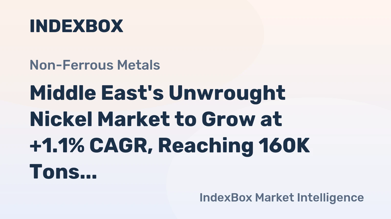 Middle East's Unwrought Nickel Market to Grow at +1.1% CAGR, Reaching 160K Tons by 2035