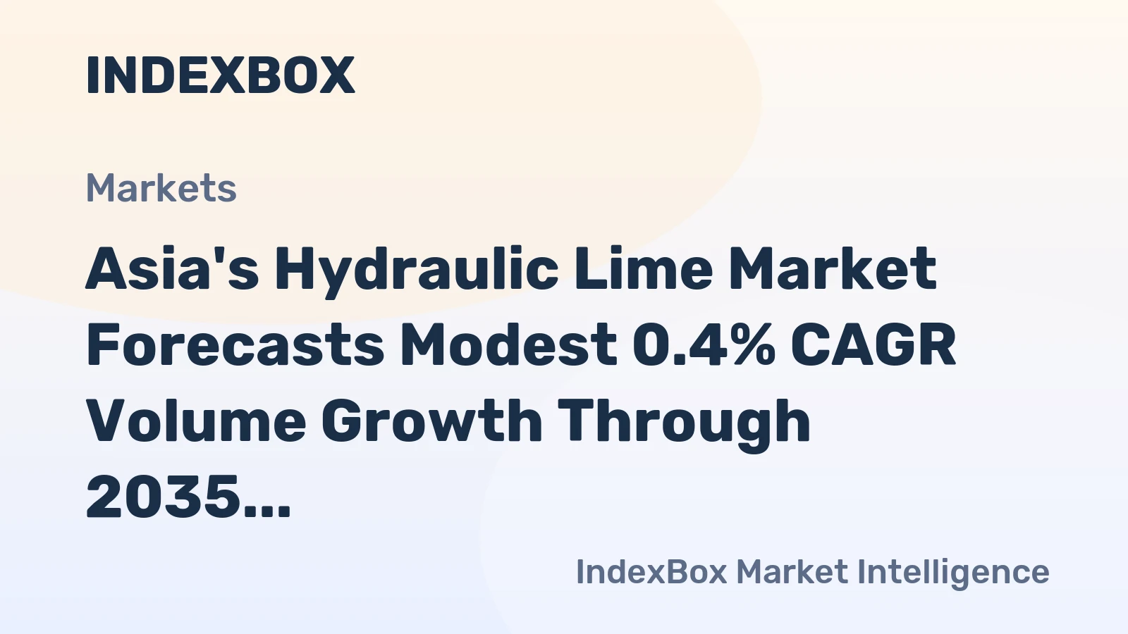 Asia's Hydraulic Lime Market Forecasts Modest 0.4% CAGR Volume Growth Through 2035